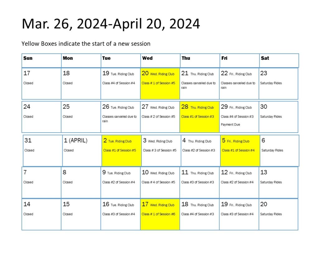 Calendar - theflyinggranch.org